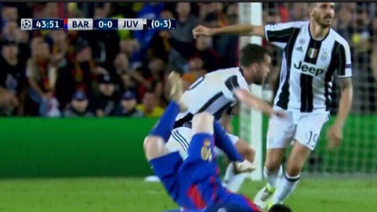 La terrible caída de Lionel Messi ante Juventus