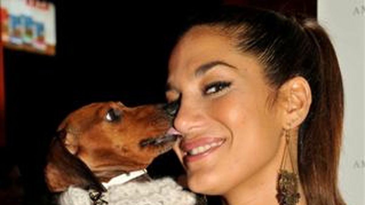 Los apasionados besitos entre la vedette y su perro