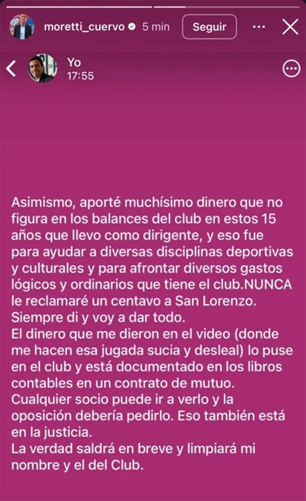 Marcelo Moretti sobre la hincha de San Lorenzo que lo escrachó: Armado