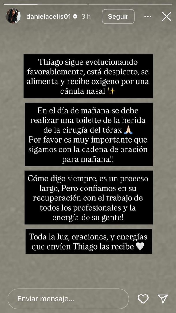 Daniela Celis reveló cómo está de salud Thiago Medina y cómo sigue su ...