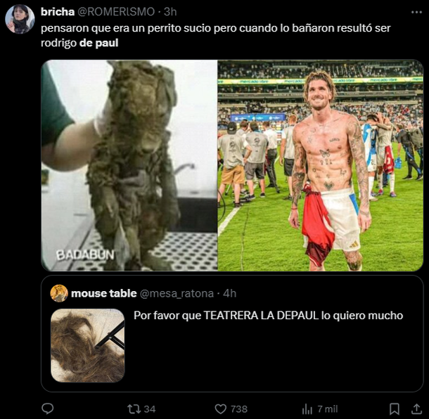 Estallaron los memes de los hinchas tras el corte de pelo de Rodrigo de Paul