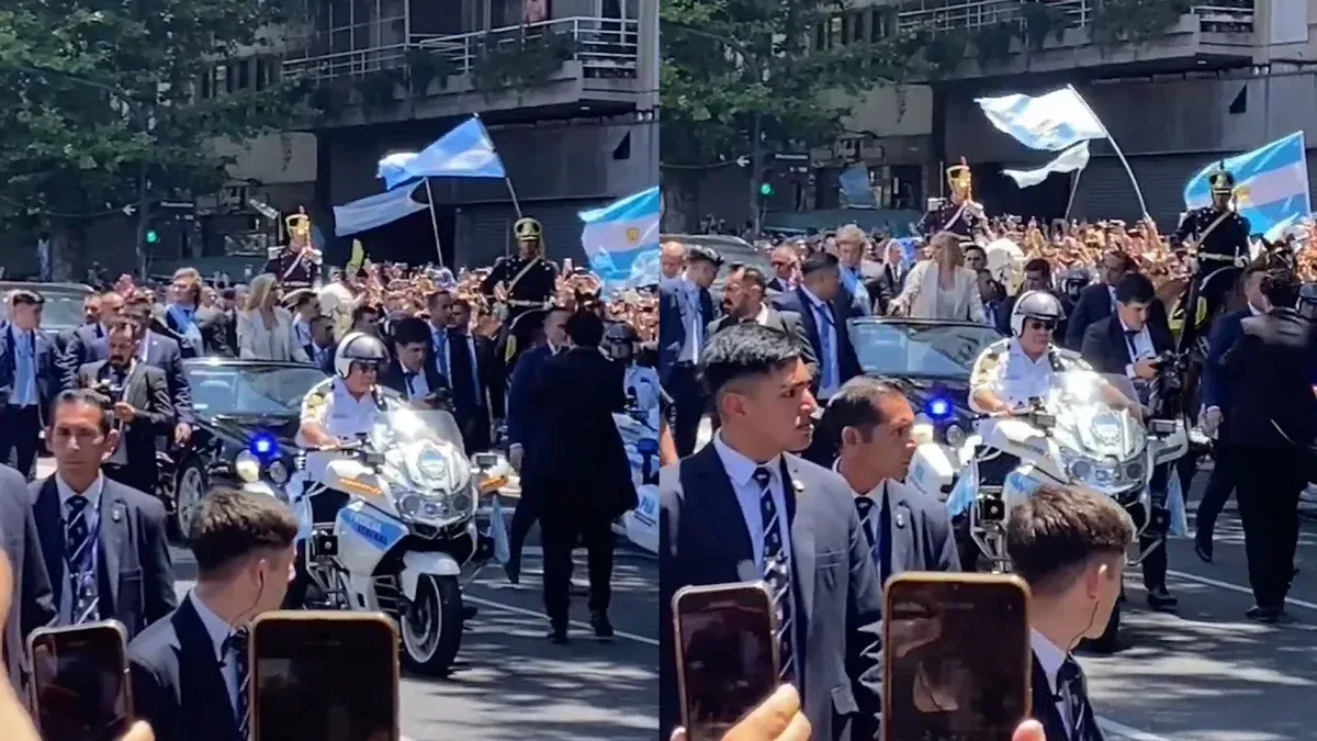 Video: le tiraron un botellazo a Javier Milei cuando iba en el descapotable