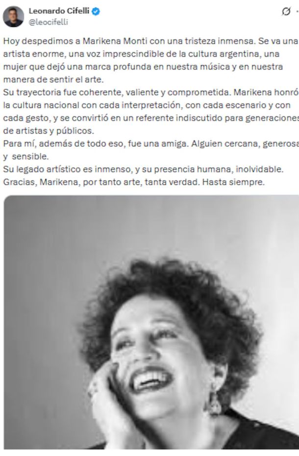 Falleció Marikena Monti, figura emblemática de la música y la escena ...