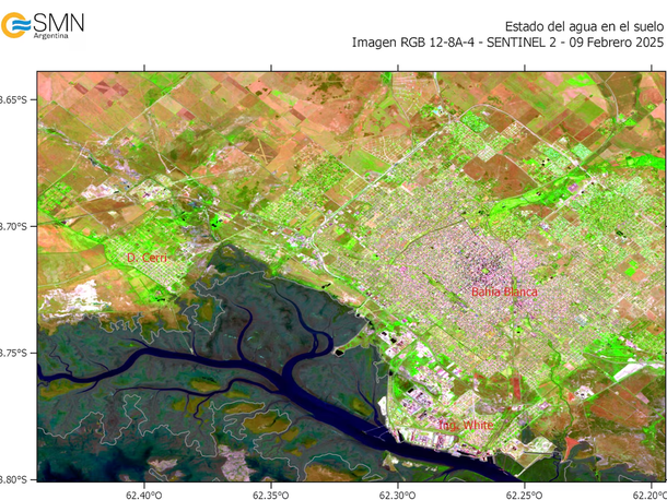 Publicaron una imagen satelital de cómo quedó Bahía Blanca tras el temporal