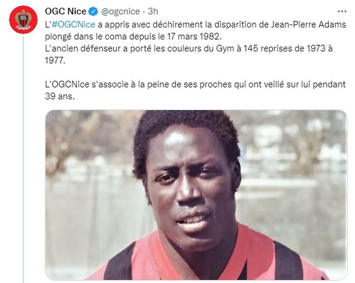 Murió Jean-Pierre Adams, el ex jugador de PSG que estuvo 39 años en coma