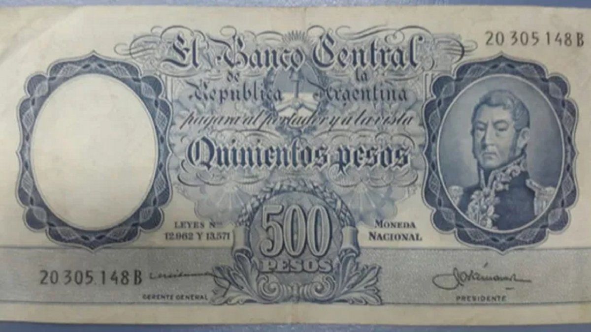 El billete de 500 pesos con un San Martín joven que se vende $16 mil ...