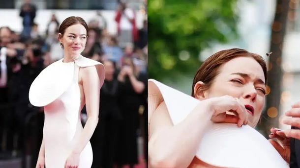 El blooper de Emma Stone en la alfombra roja de Cannes que se volvió viral