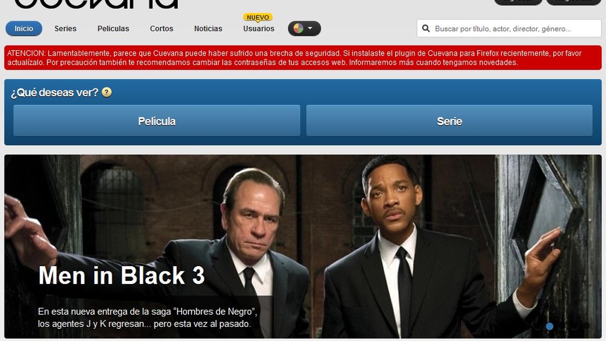 Cuevana pide a sus usuarios que cambien sus passwords