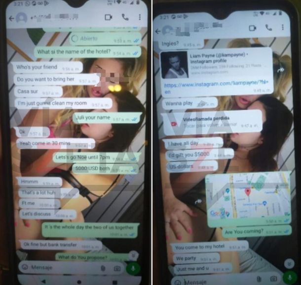 Filtran chats de Liam Payne acordando con prostitutas por cinco mil dólares