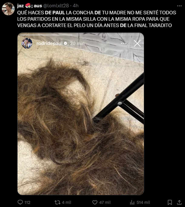 Estallaron los memes de los hinchas tras el corte de pelo de Rodrigo de Paul