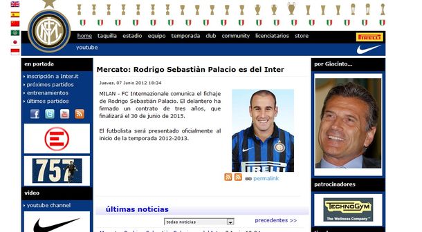 Rodrigo Palacio es nuevo jugador del Inter