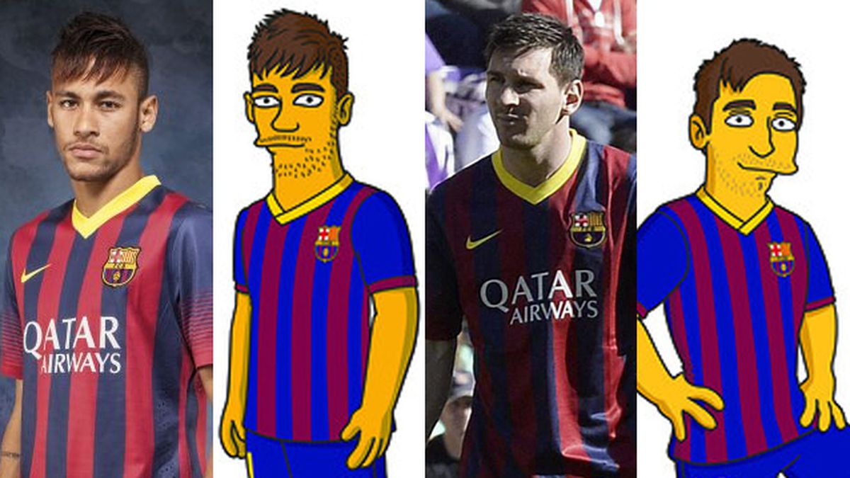 Messi y Neymar fueron dibujados como dos Simpson más