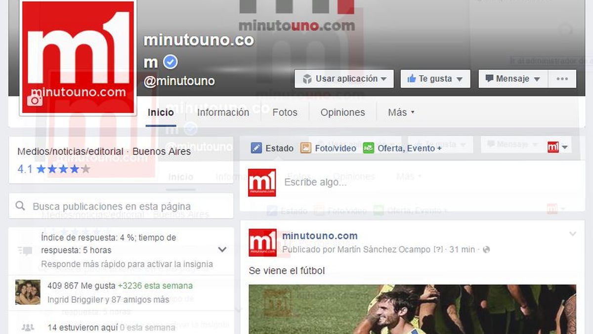 ¿Cómo seguir leyendo minutouno.com en Facebook?