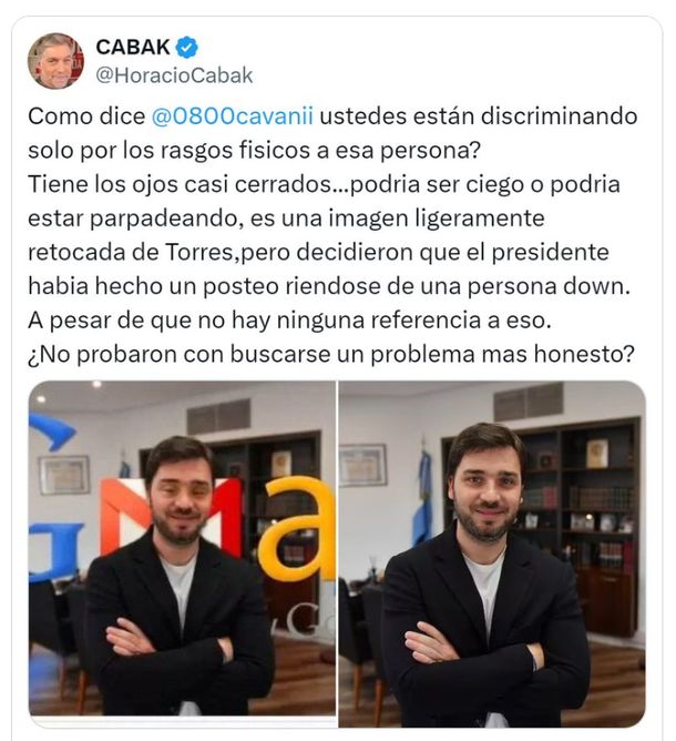 Repudiable posteo de Horacio Cabak sobre la foto Ignacio Torres ...