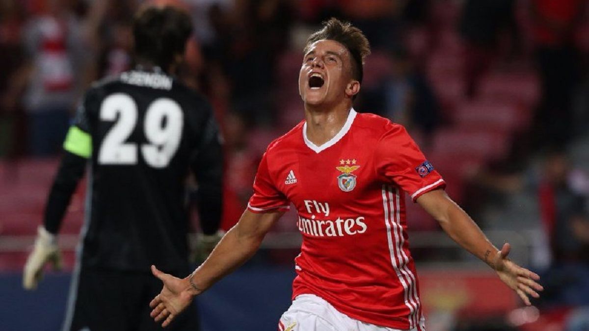 Franco Cervi debutó en la Champions League con un gol para el Benfica