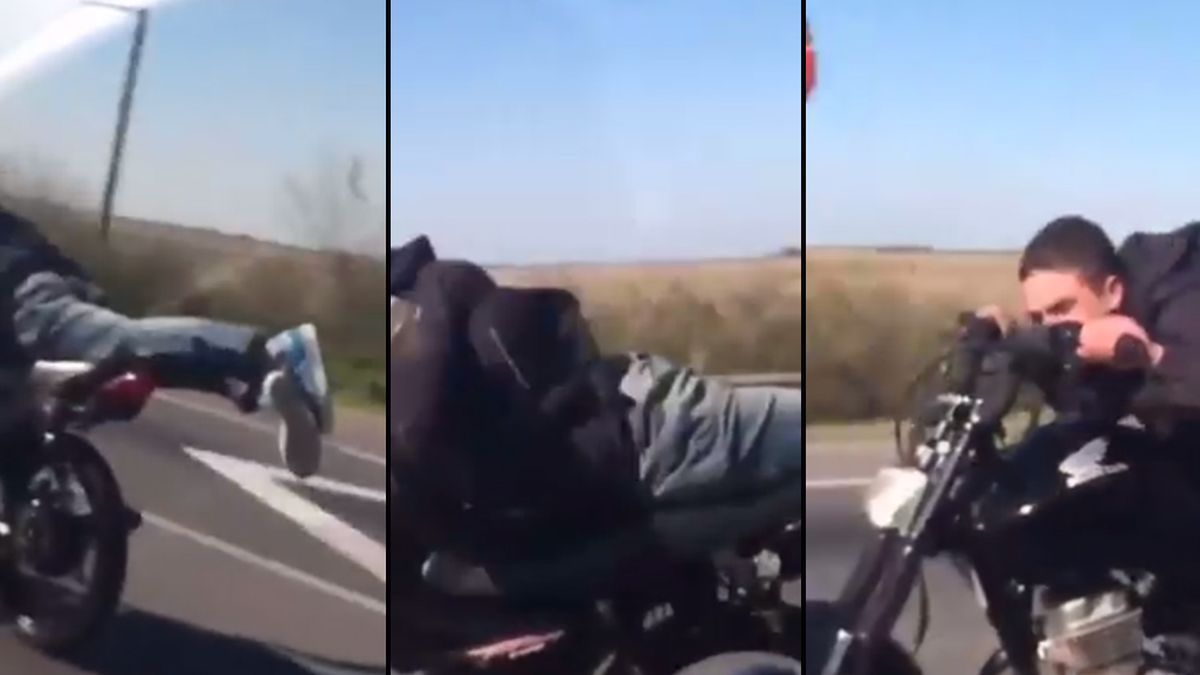 Locura en la Panamericana: iba acostado en una moto a más de 100 Km/h