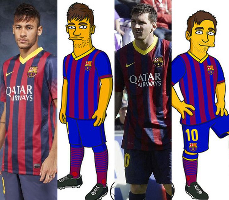 Messi y Neymar fueron dibujados como dos Simpson más
