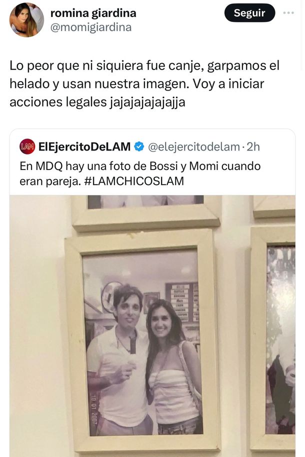 La foto de Momi Giardina y Martín Bossi cuando eran novios