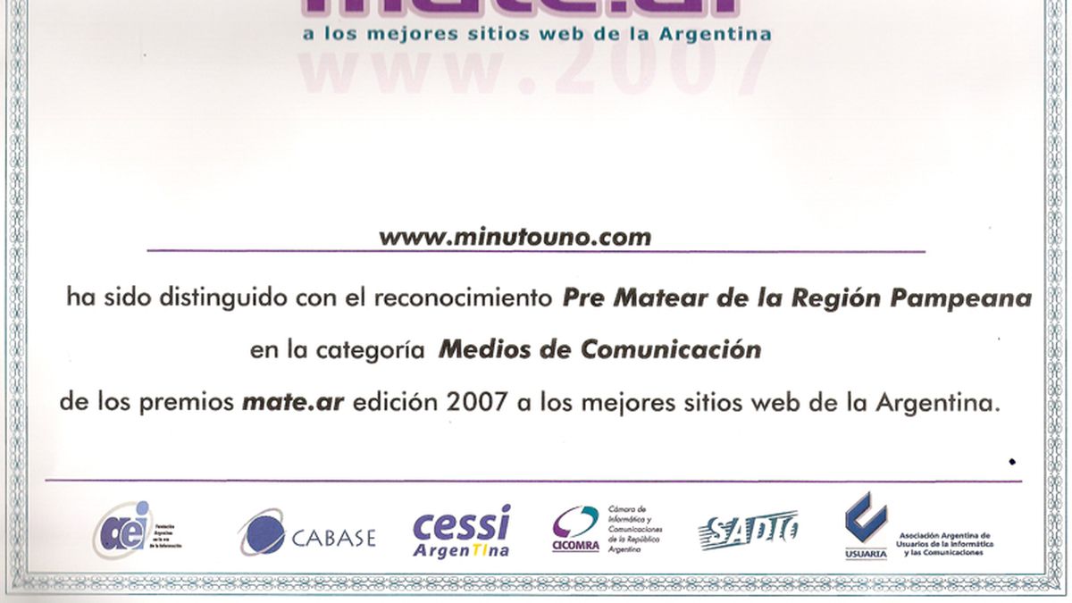 UNA NOTICIA QUE HABLA DE NOSOTROS: MINUTOUNO.COM FUE PREMIADO Y ...