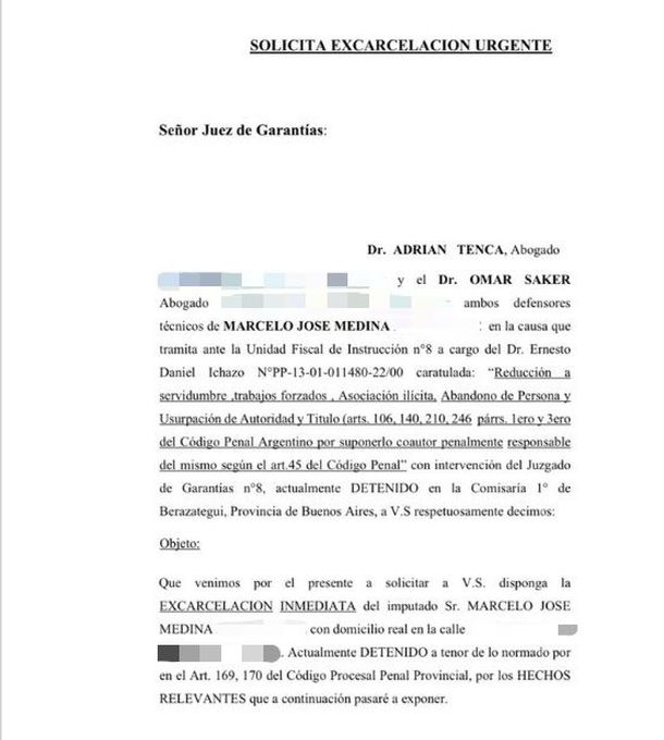 Piden la excarcelación inmediata del Teto Medina Piden la excarcelación inmediata del Teto Medina