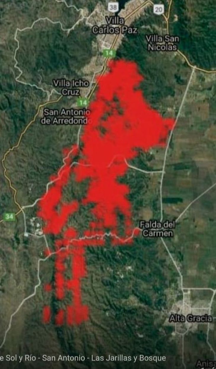 Córdoba El Mapa Que Muestra El Impresionante Avance De Los Incendios